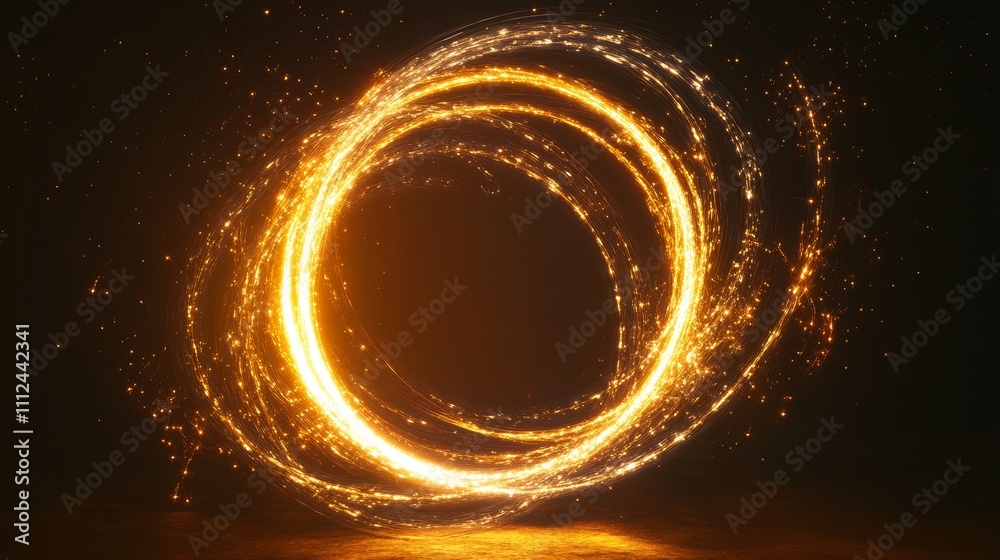Glow swirl light effect. Circular lens flare. Abstract rotational lines ...