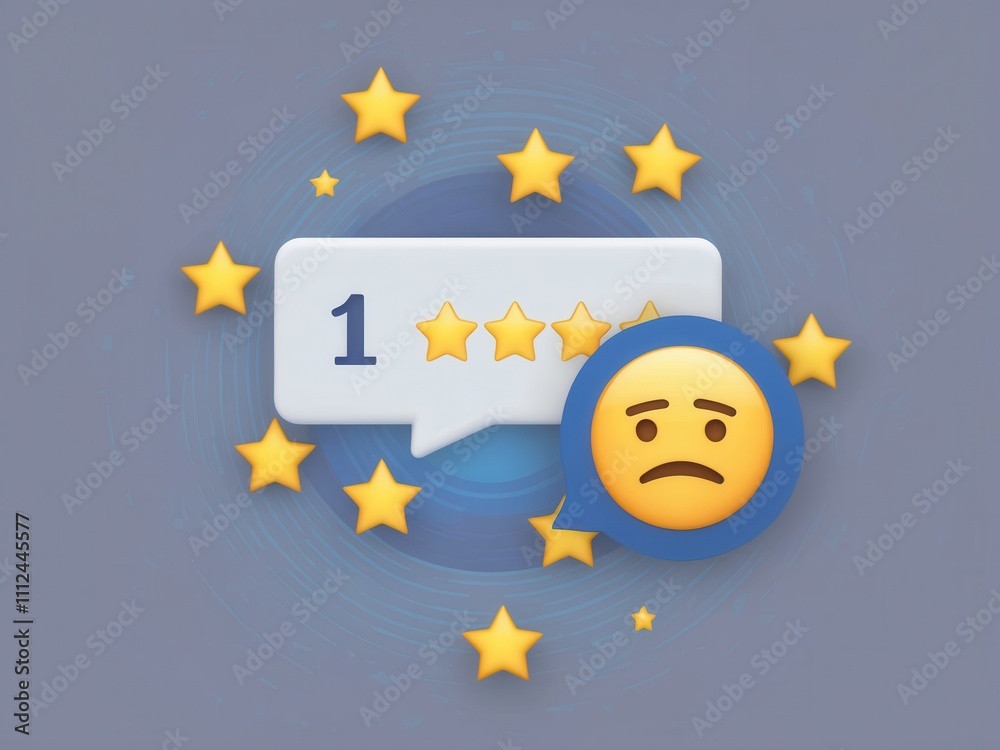 One-star review with a sad face emoji, indicating poor service or ...