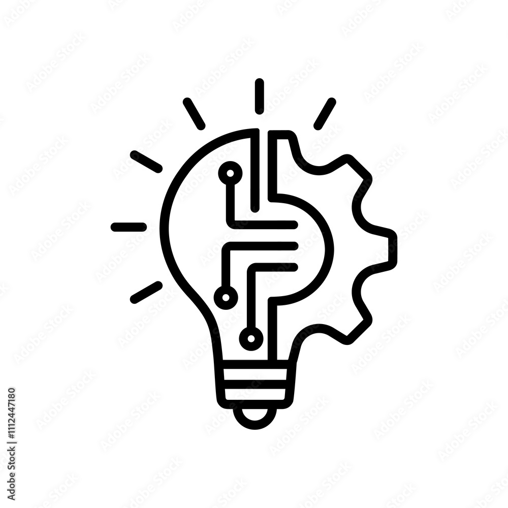 Light bulb innovation icon. Light bulb and cog inside. inspiration symbol isolated on ...