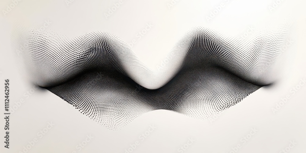 Symmetrical Dotted Waveform In Black Creating Bold Abstract Shapes With Gradual Fading On A