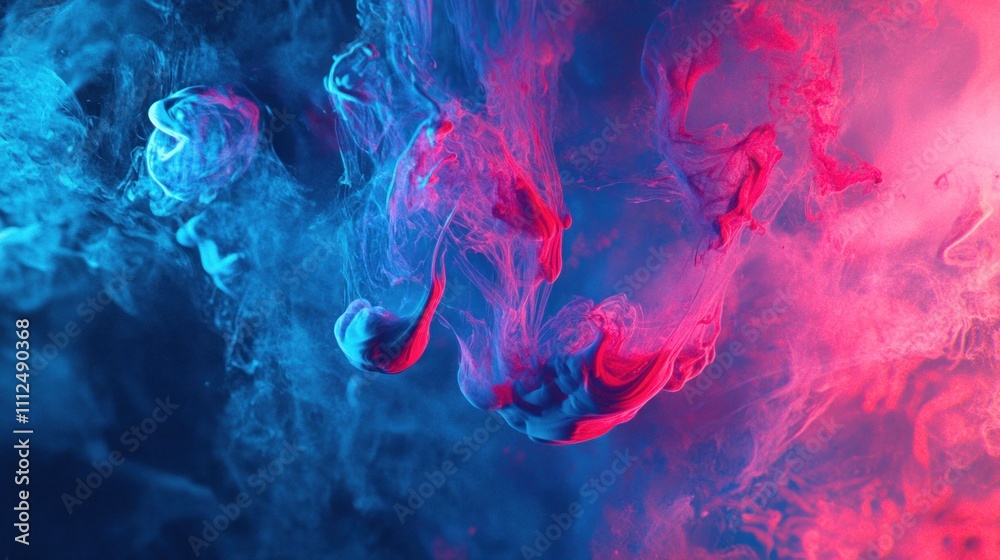 Neon Ink in Water, Zero Gravity: Imagine red and blue neon ink being ...