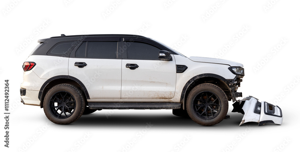 Photo of an White Car hitting a traffic light pole, perfect for ...