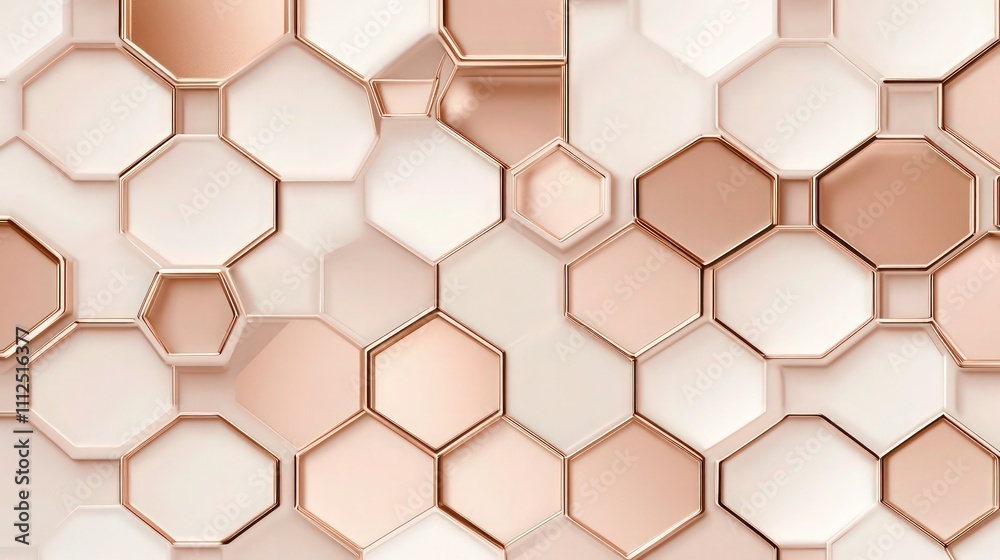 Chic helix hexagon design in rose gold and ivory, with seamless ...