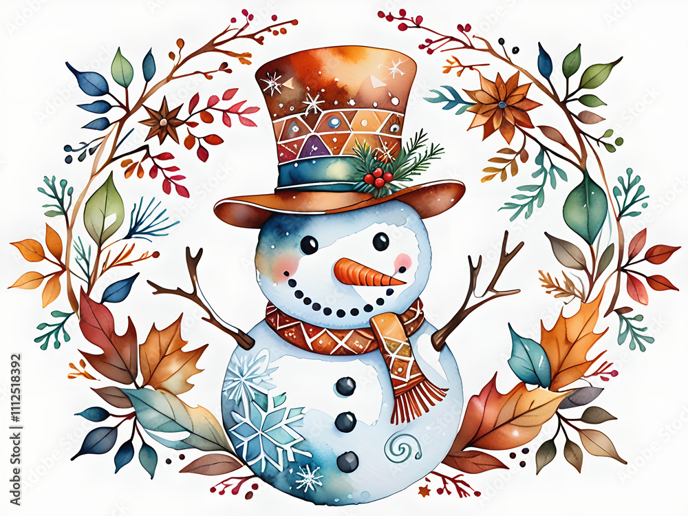 Mandala Snowman: Intricate Earthy Designs in Watercolor Clip Art on ...