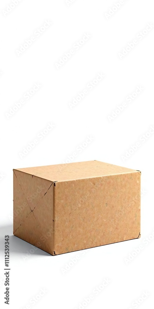 Rectangular cardboard box with brown color isolated on white background ...