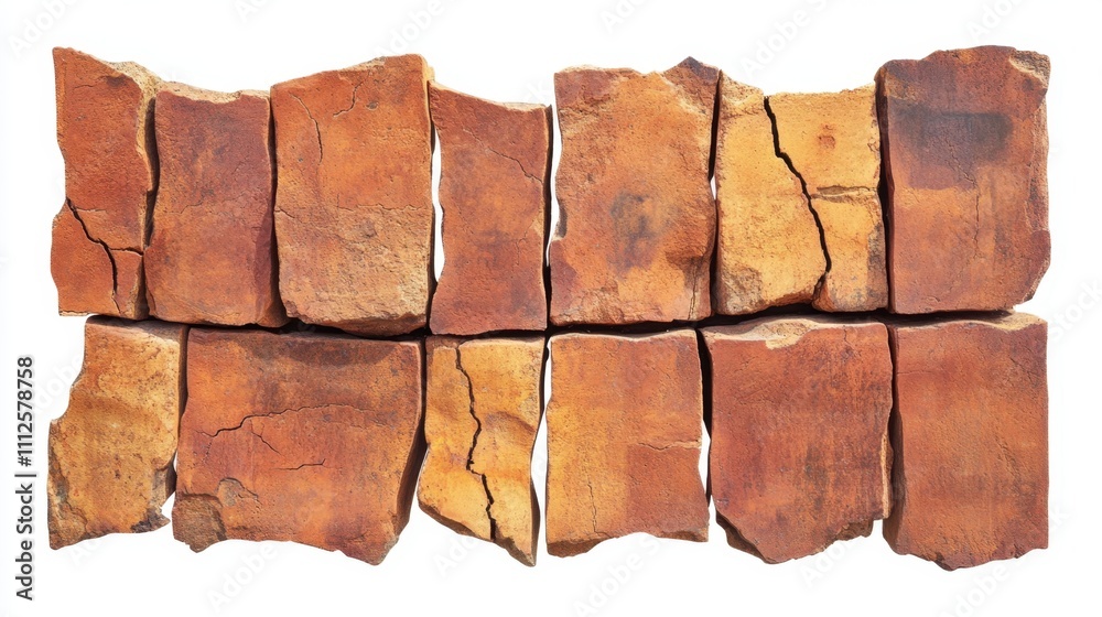 Fragmented brick wall with jagged edges, isolated with a transparent ...