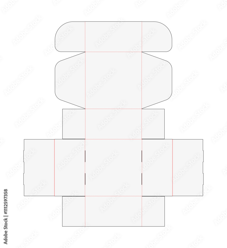 Simple Packaging Box Die Cut Template Blueprint Layout With Cutting And Scoring Lines Vector