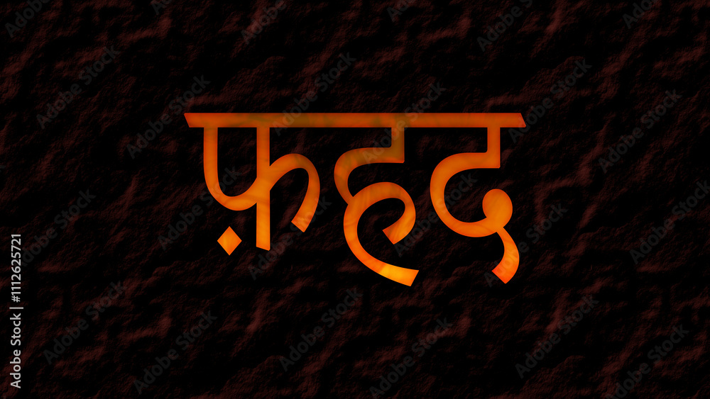 3D fire text effect of Arabic name Fahd on dark background in Hindi ...