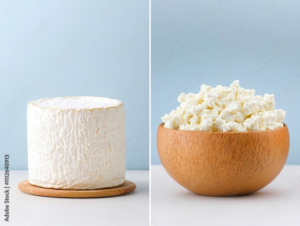Before to after Milk transformed into creamy cheese through curdling ...