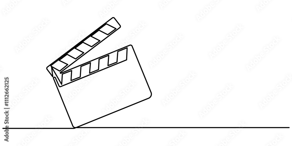 Film clapper in one line drawing. Minimalist entertainment concept, One ...