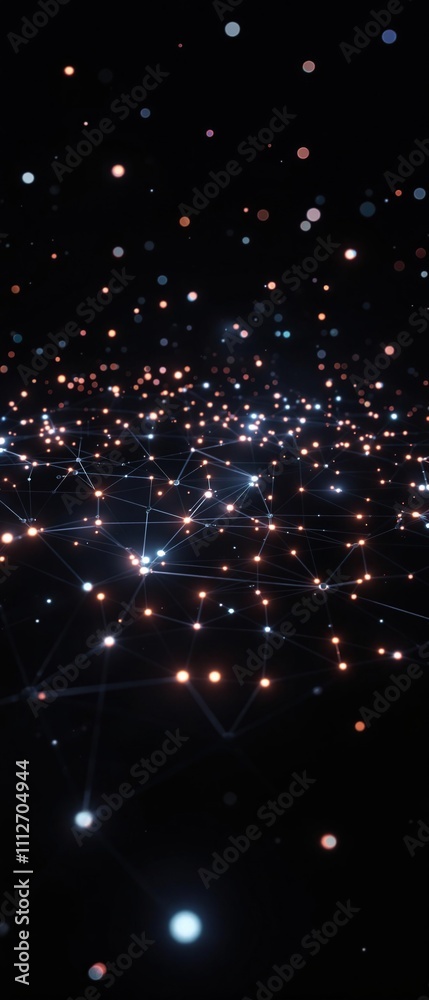 Network of interconnected nodes creating a complex polygon structure ...