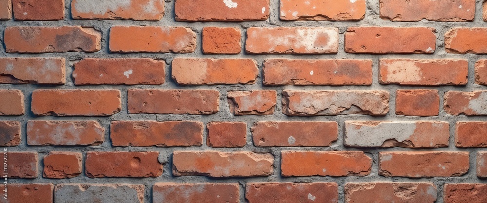 Brick wall with red-orange bricks and visible mortar joints.Textured ...
