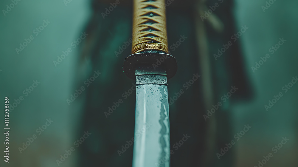 Traditional Japanese katana sword, featuring a beautifully crafted ...
