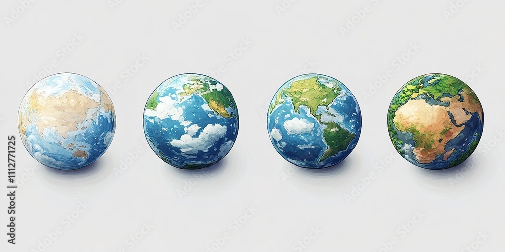 Visual representation of Earth in various stages highlighting land ...