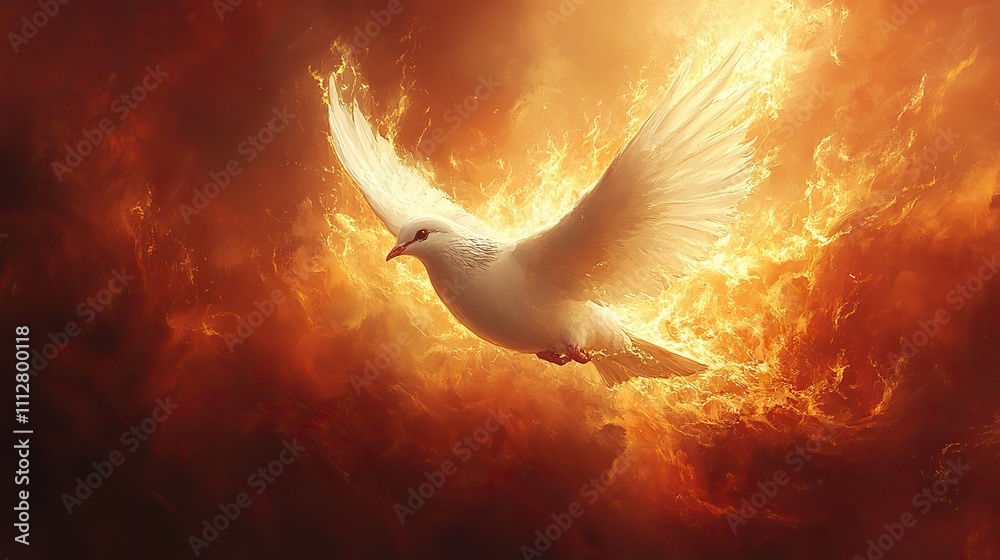 holy spirit dove in flames digital painting of a dove flying in the air ...
