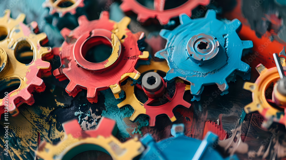 colorful gears in motion representing innovation and progress for ...