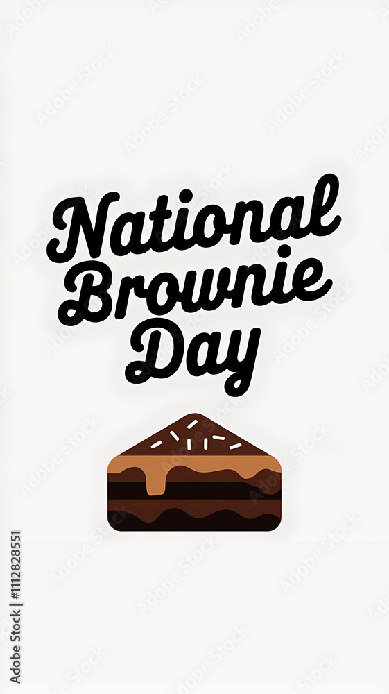 National brownie day poster in white background, chocolate cake with ...