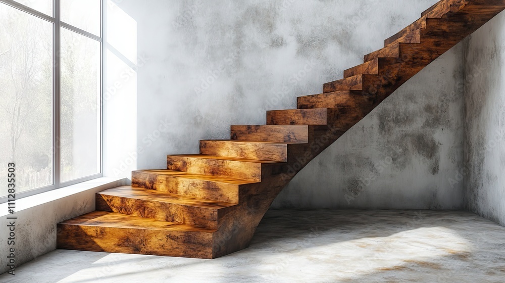 side view of inner stairs with a two tone wood texture white and dark ...