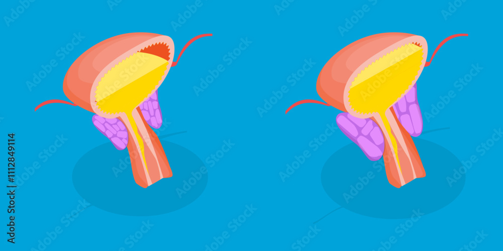 3D Isometric Flat Vector Illustration of Enlarged Prostate Gland ...