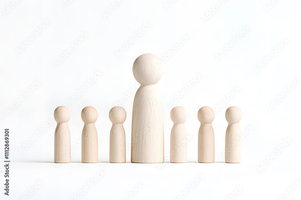 Wooden Figure Leading a Group of Smaller Wooden Figures, Representing ...