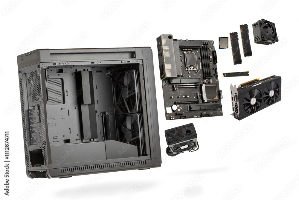 Main components of computer, studio shoot parts for building desktop PC ...