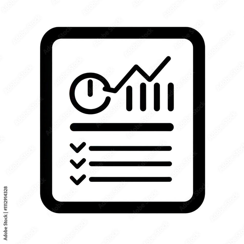 Black Balance Sheet icon, to do list and graph png Minimalist flat icon ...