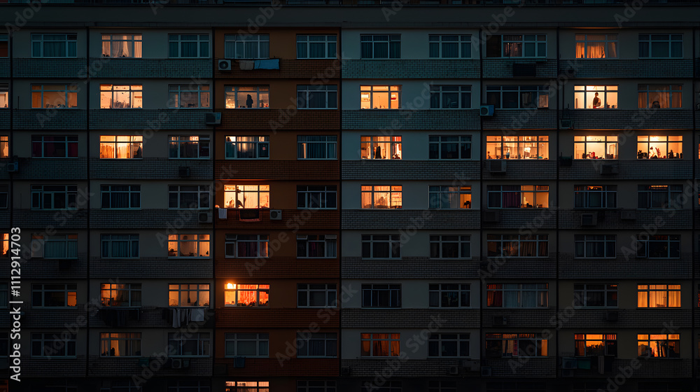 Windows of a Block of Flats, Featuring Uniform Architectural Design and ...