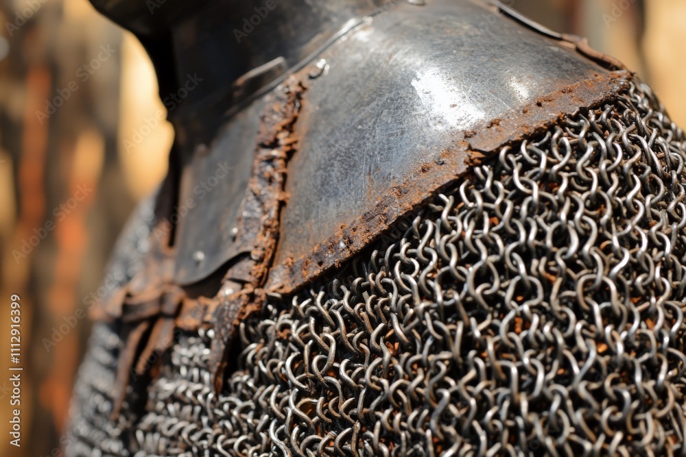 This image captures rusty armor combined with chainmail, symbolizing ...