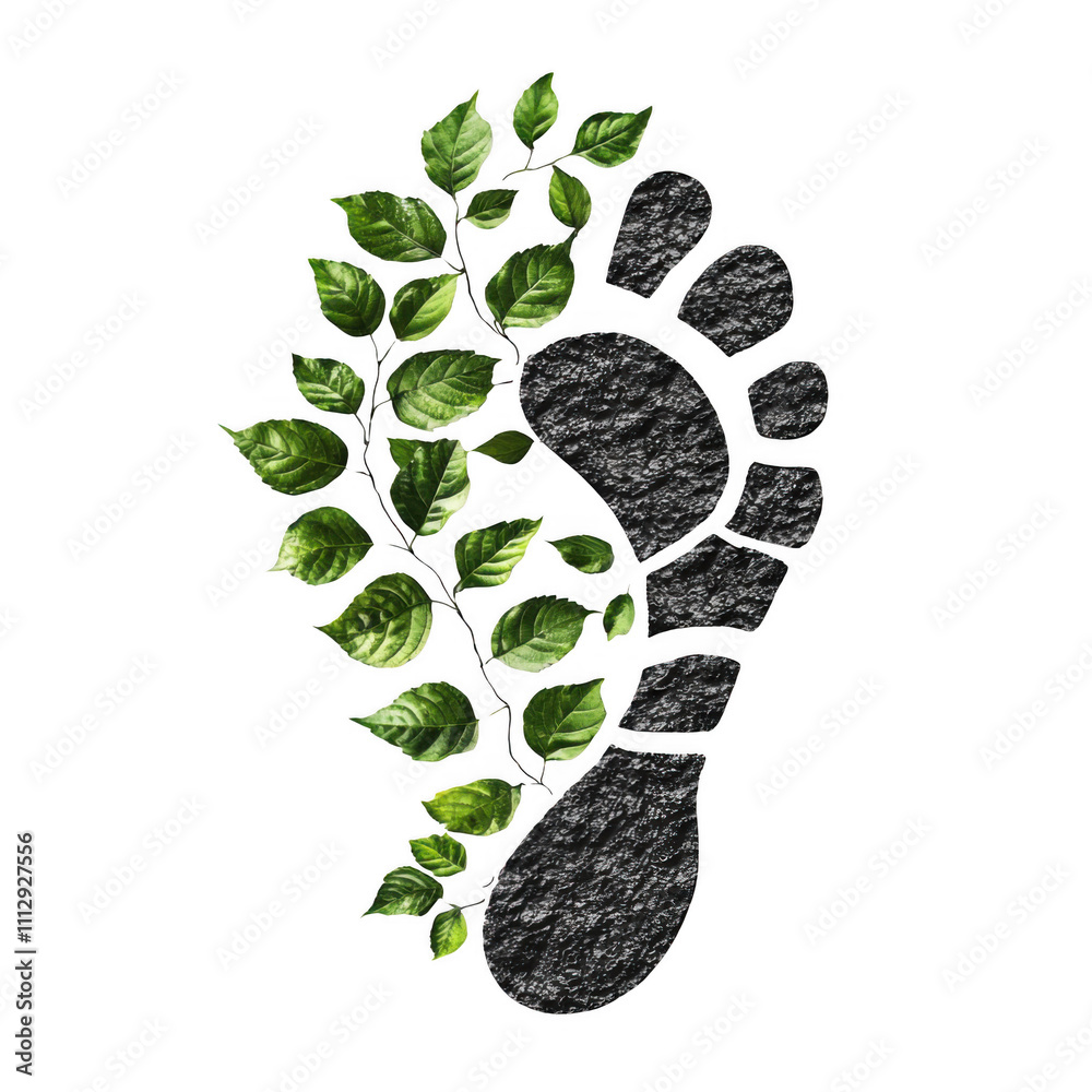 Black Carbon Footprint , feet and plant icon png Minimalist flat icon ...