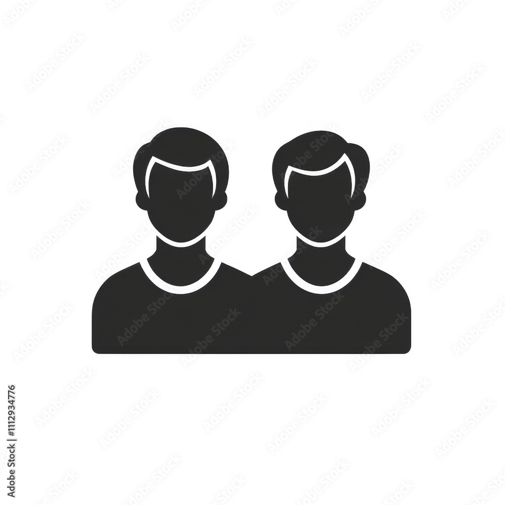 Black Collaboration, 2 men icon png Minimalist flat icon, vector logo ...