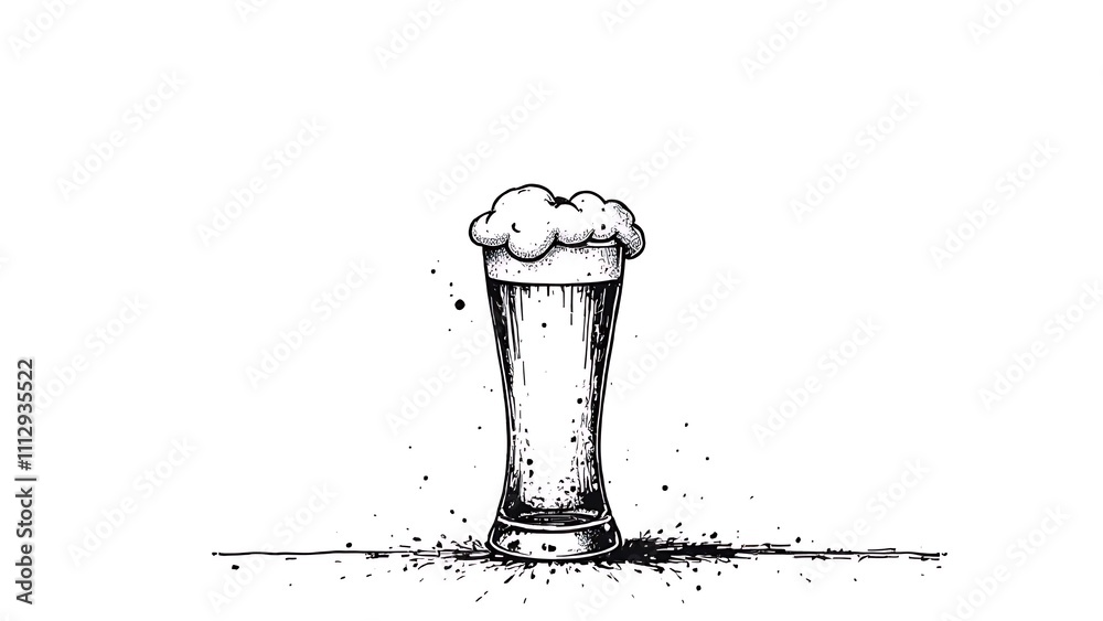 pencil drawing of a mug of beer - bar counter, white background. Black ...