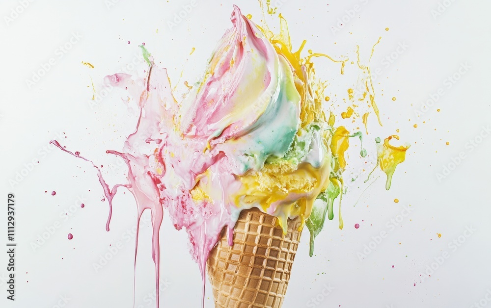 Ice Cream Cone in Pastel Paint An ice cream cone made of pastel pink ...
