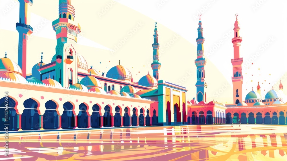Holy Kaaba in Mecca, Saudi Arabia. A style in colored pencil sketch ...