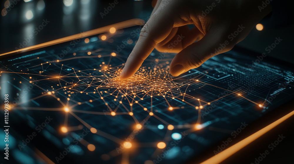 A close-up of the personâ s hand dragging and dropping data points onto ...