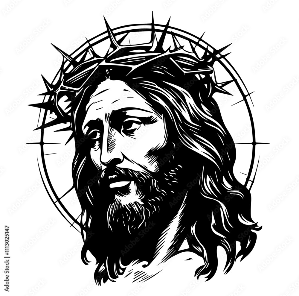 jesus christ portraits with religious symbolism Stock Vector | Adobe Stock