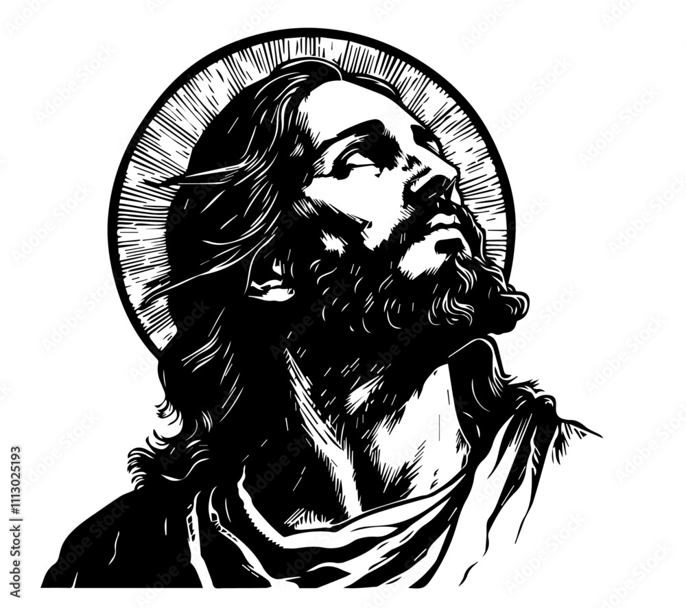 jesus christ portraits with religious symbolism Stock Vector | Adobe Stock