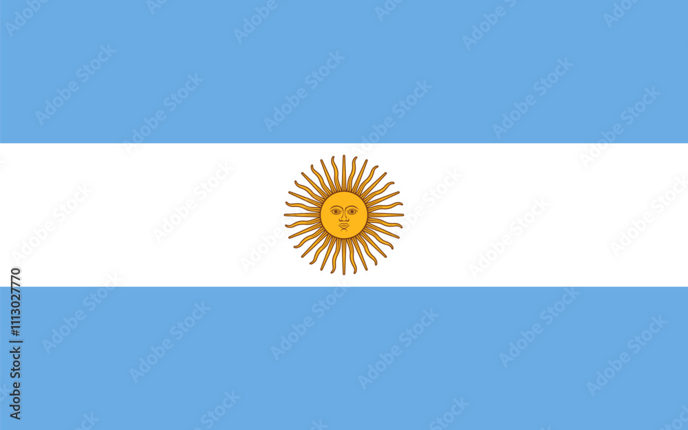 Argentina flag in official colors, dimensions and aspect ratio. Vector ...