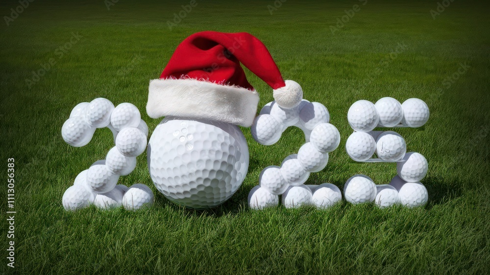 Golf ball 2025 with santa hat on grass: festive design celebrating the ...