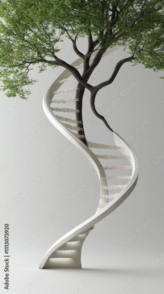 Ancestral connection - sleek family tree featuring entwined DNA icon ...