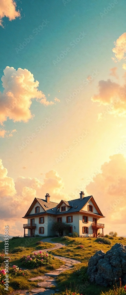 Twin brothers built matching houses on opposite sides of the sky with a ...