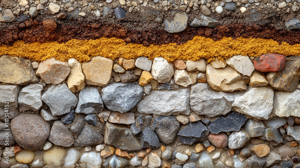 Cross-section of soil layers showcasing various textures and colors ...