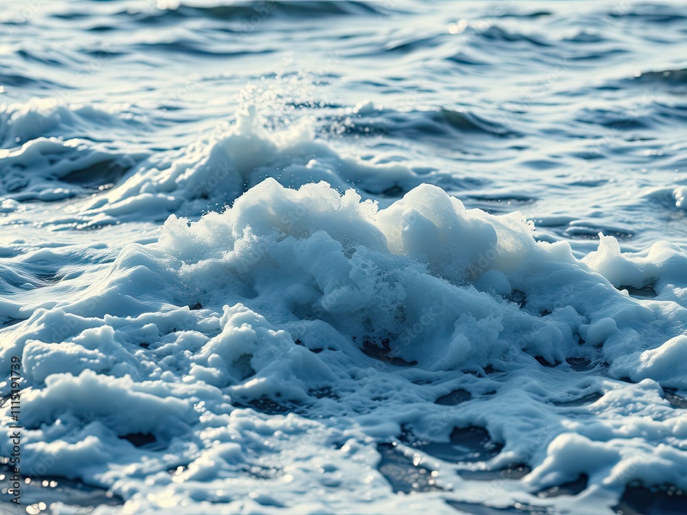 Foamy Ocean with Waves Breaking the Surface of the Water, water texture ...