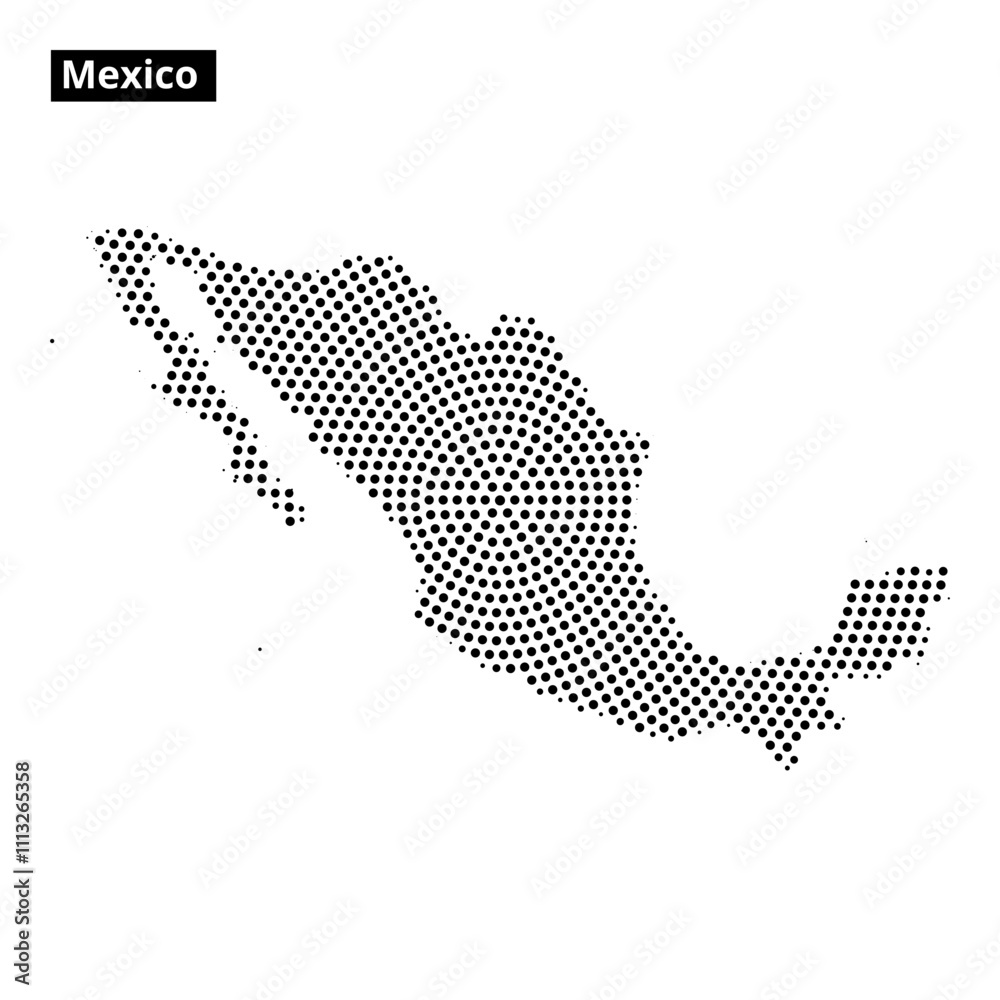 Map of Mexico illustrated with dotted patterns and distinct ...