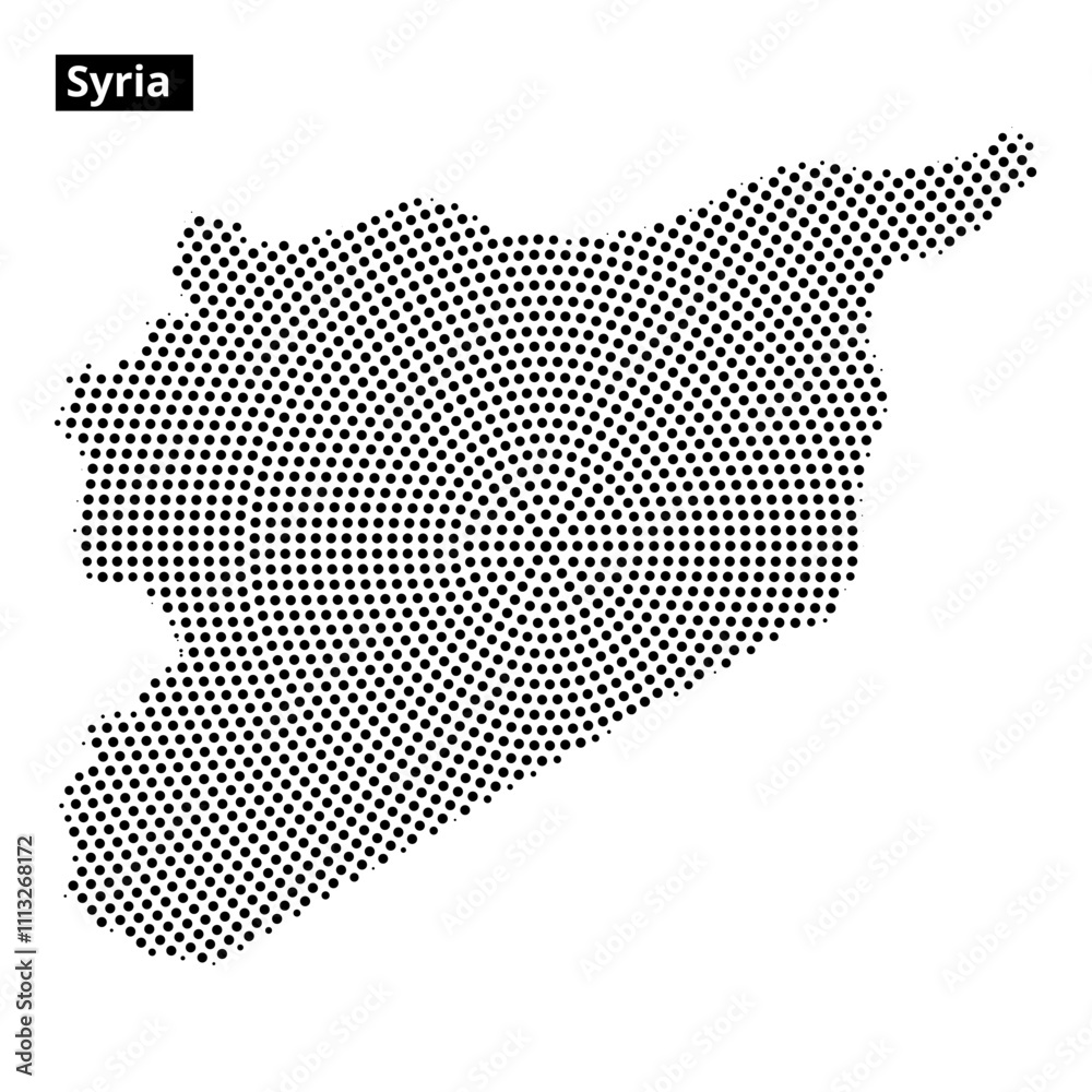 Dot pattern representation of the map of Syria showing detailed ...