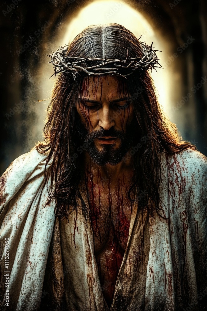 Jesus Christ Walking into Light, Easter, Resurrection, Crucifixion ...