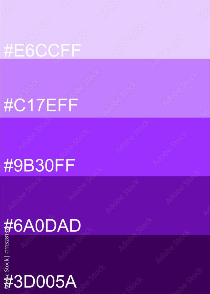 Pantone Color Palette for shades of purple with color codes Stock ...