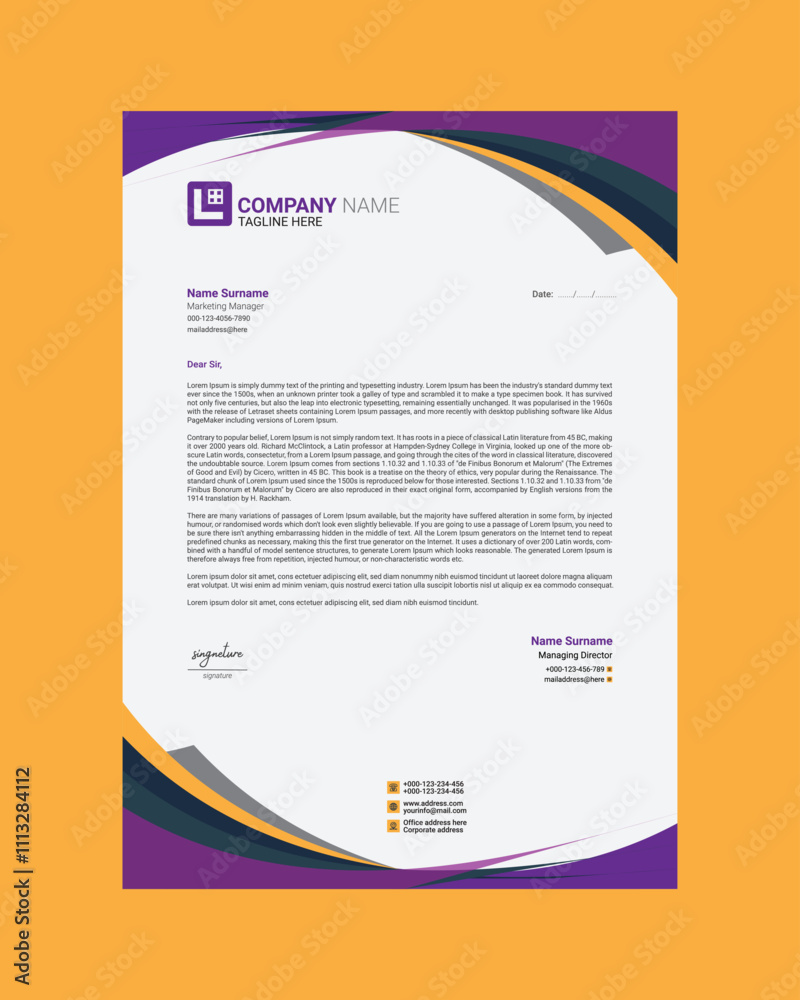 Corporate Modern Business letterhead template bundle featuring minimal ...