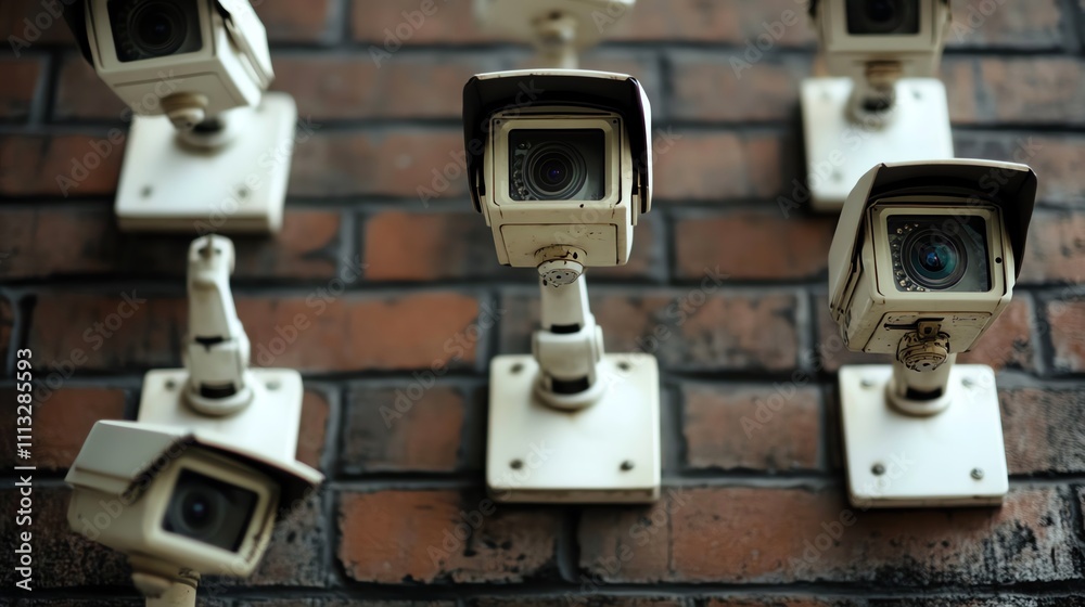 Security footage displaying multiple camera angles close up, eyes ...