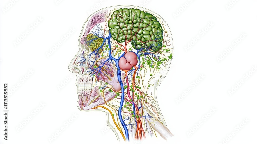 Comprehensive anatomical diagram of the human lymphatic system, showing ...