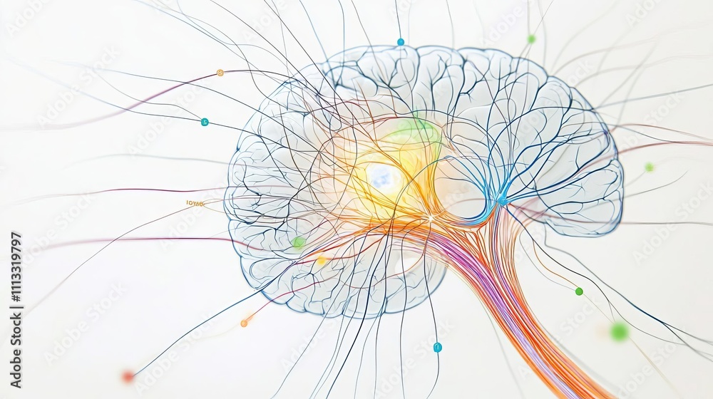 Highly detailed diagram of the human optic nerve, showing its ...